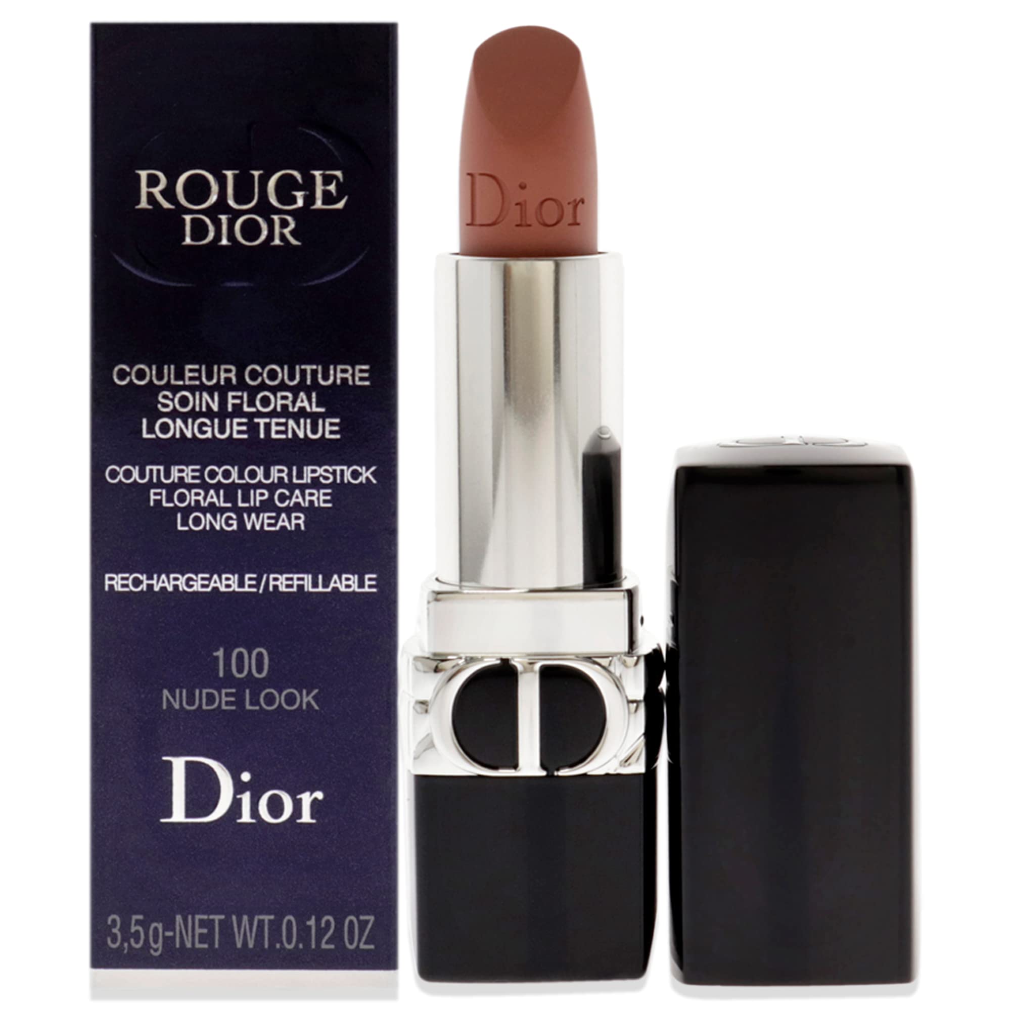 Dior Christian Rouge Couture Lipstick Matte - 100 Nude Look Lipstick (Refillable) Women 0.12 oz