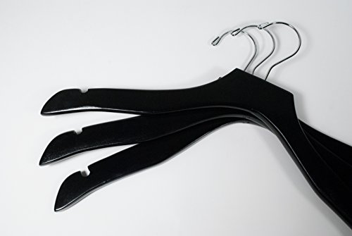 Topline Classic Wood Bridal Dress Hangers - Black Finish (10-Pack)