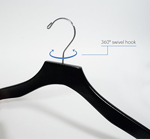Topline Classic Wood Bridal Dress Hangers - Black Finish (10-Pack)