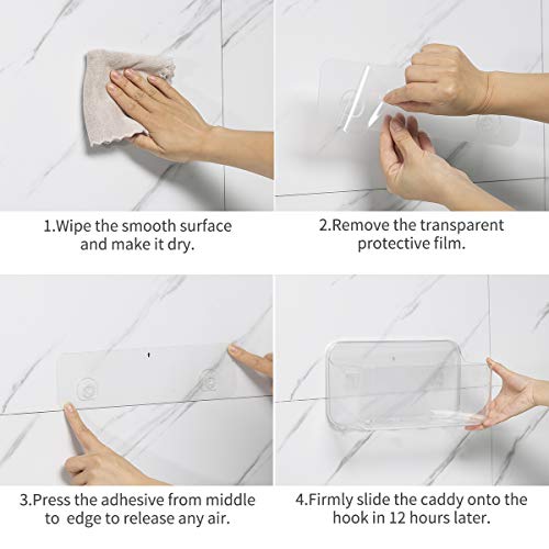 Ettori Shower Mirror with 4 Suctions and Shower Caddy
