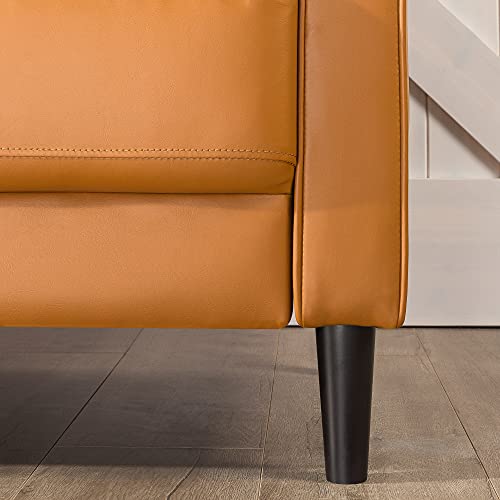 ZINUS Benton Faux Leather Sofa Couch, Easy, Tool-Free Assembly, Cognac