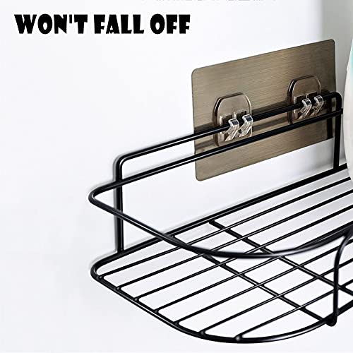 Totruning Corner Shower Caddy Adhesive Shelf Bathroom Shower Organizer Shower Storage for Inside Shower Wall Mounted No Drilling Stainless Steel Shower Holder Rack for Bathtub and Kitchen (Black)