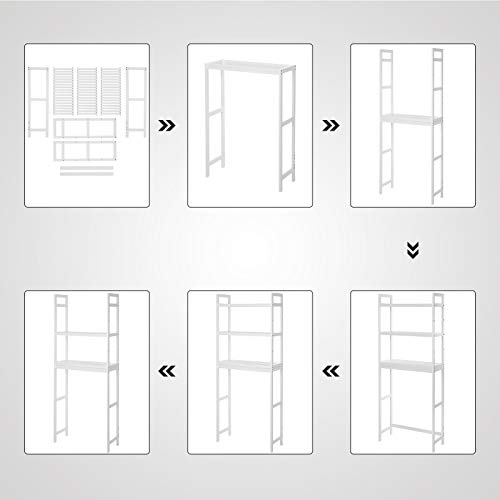 SONGMICS Over The Toilet Storage, 3-Tier Bamboo Over Toilet Bathroom Organizer with Adjustable Shelf, Fit Most Toilets, Space-Saving, Easy Assembly, White UBTS01WT