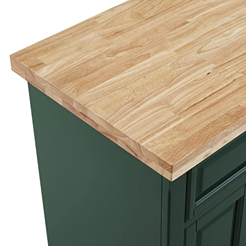 Crosley Furniture Madison Madison Rolling Kitchen Island Cart, Microwave Stand, Coffee Bar, with Shelves and Drawers, Emerald Green