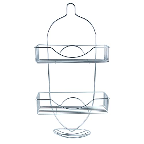 Bath Bliss 2 Tier Rainbow Design Shower Caddy | Over the Shower Head | Bathroom Organizer | Shampoo and Soap Holder | Rust Resistant | Chrome