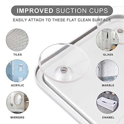 Ettori Shower Mirror with 4 Suctions and Shower Caddy