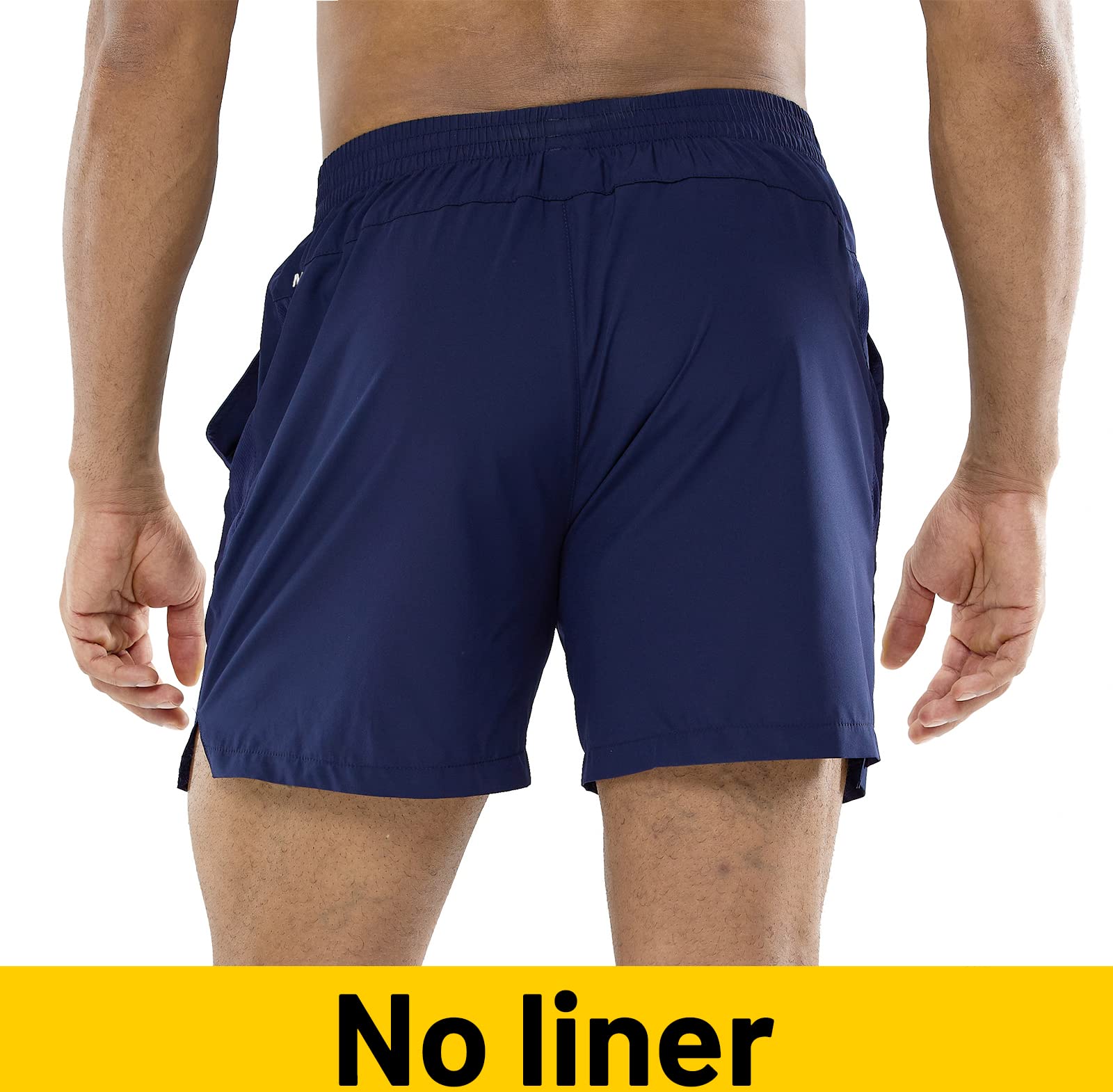 MIER Men's Workout Running Shorts Quick Dry Active 5 Inches Shorts with Pockets, Lightweight and Breathable, Navy, L