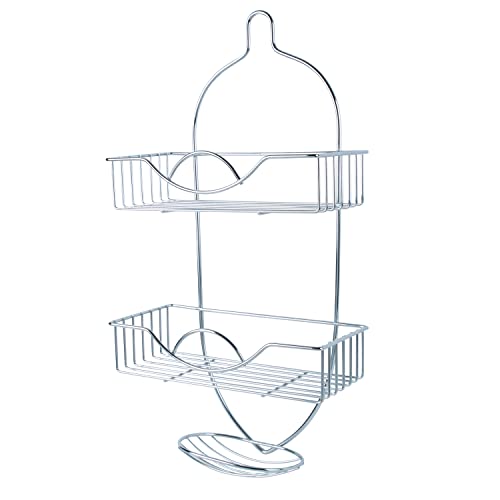 Bath Bliss 2 Tier Rainbow Design Shower Caddy | Over the Shower Head | Bathroom Organizer | Shampoo and Soap Holder | Rust Resistant | Chrome