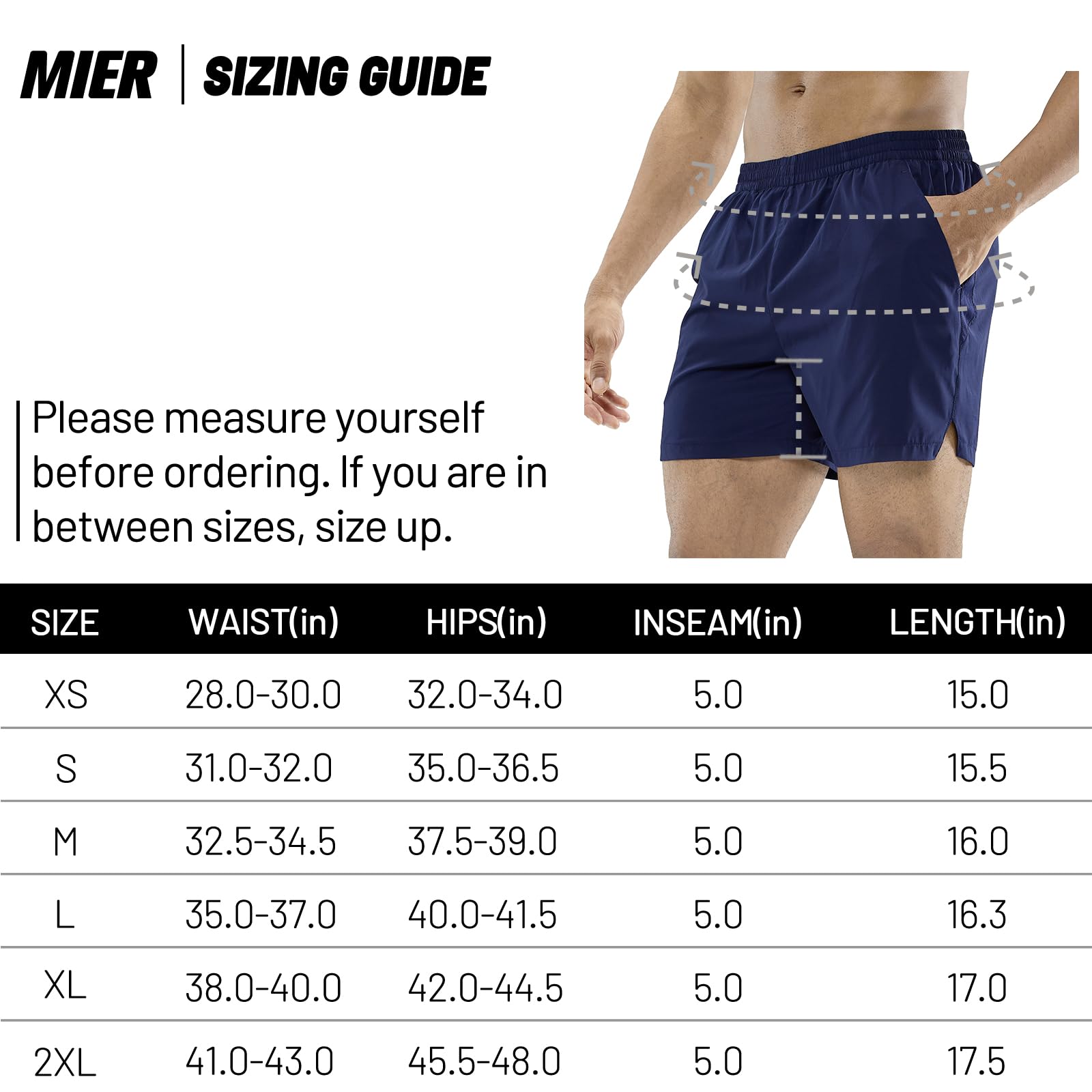 MIER Men's Workout Running Shorts Quick Dry Active 5 Inches Shorts with Pockets, Lightweight and Breathable, Navy, L