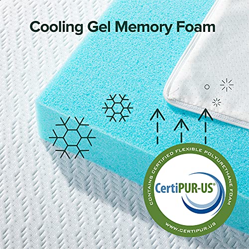 ZINUS 3 Inch Ultra Cooling Gel Memory Foam Mattress Topper with Cooling Cover, CertiPUR-US Certified, Twin White