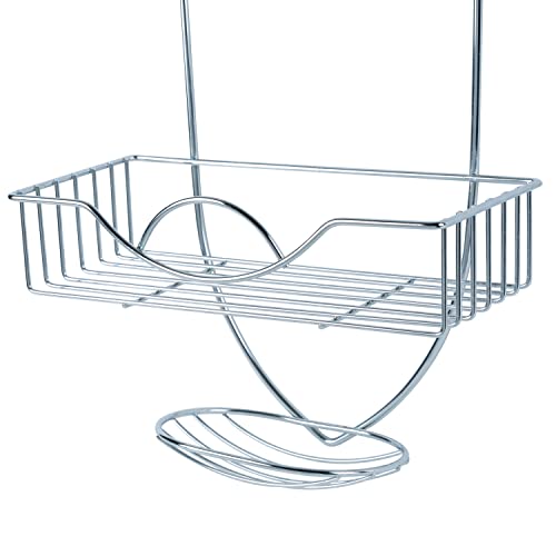 Bath Bliss 2 Tier Rainbow Design Shower Caddy | Over the Shower Head | Bathroom Organizer | Shampoo and Soap Holder | Rust Resistant | Chrome