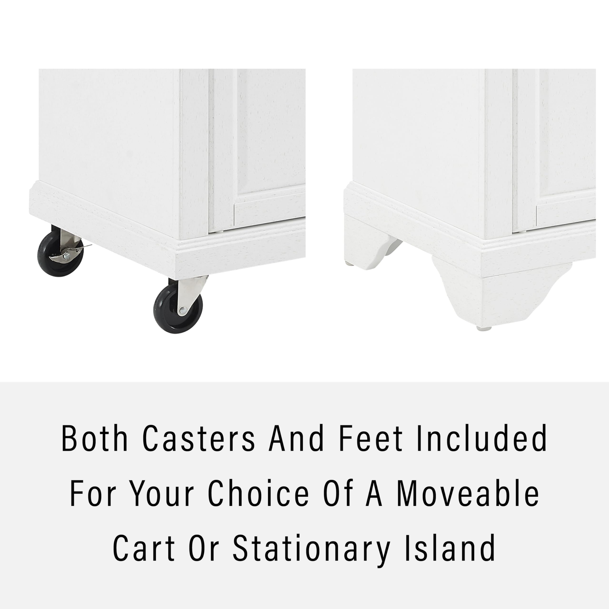 Crosley Furniture Avery Rolling Kitchen Island Storage Cart with Shelves, Microwave Stand, Coffee Bar, Distressed White