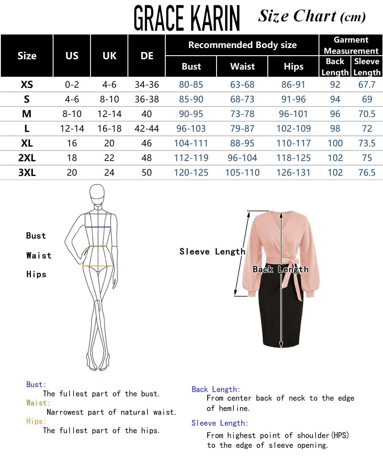 GRACE KARIN Bodycon Dresses for Women Wrap Batwing Sleeve Professional Work V Neck Dress Atrovirens-Black M