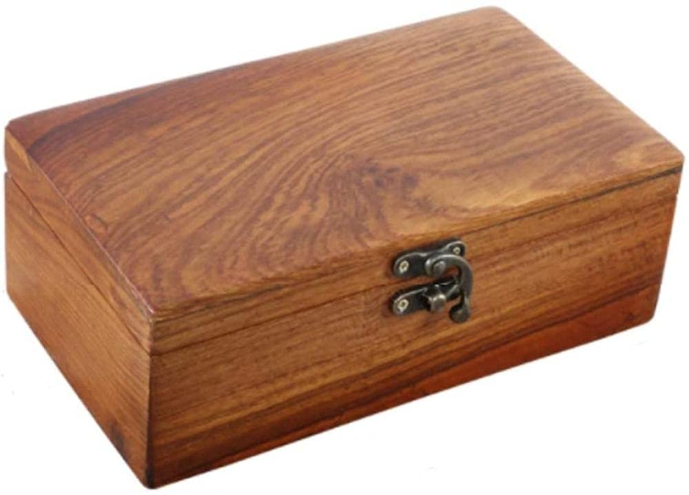 NaoSIn-Ni Rosewood Storage Stash Box Memorial Home Decorative Treasure Chest Keepsake Jewelry and Gift Case Crude Wood Color