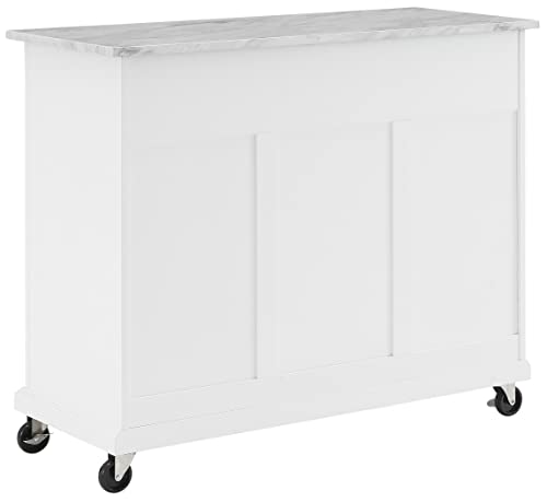 Crosley Furniture Avery Rolling Kitchen Island Storage Cart with Shelves, Microwave Stand, Coffee Bar, Distressed White