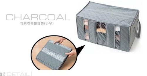 Leshery 65L 603530cm Foldable Storage Bag Clothes Blanket Closet Sweater Organizer Box Charcoal
