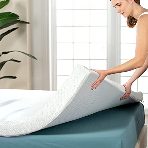 ZINUS 3 Inch Ultra Cooling Gel Memory Foam Mattress Topper with Cooling Cover, CertiPUR-US Certified, Twin White