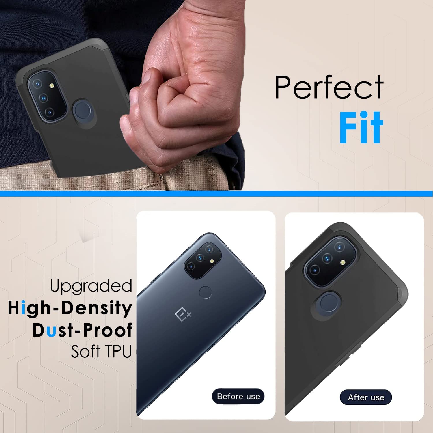 HRWireless Compatible for OnePlus Nord N100 Dual-Layer Strong Hybrid Black