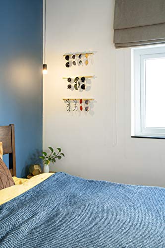 Mkono Wall Mounted Sunglasses Storage Organizer Wood Modern Simple Eyeglasses Display Holder Eyewear Glasses Jewelry Headband Hanging Rack for Entryway Living Room Bedroom, 3 Pack, White