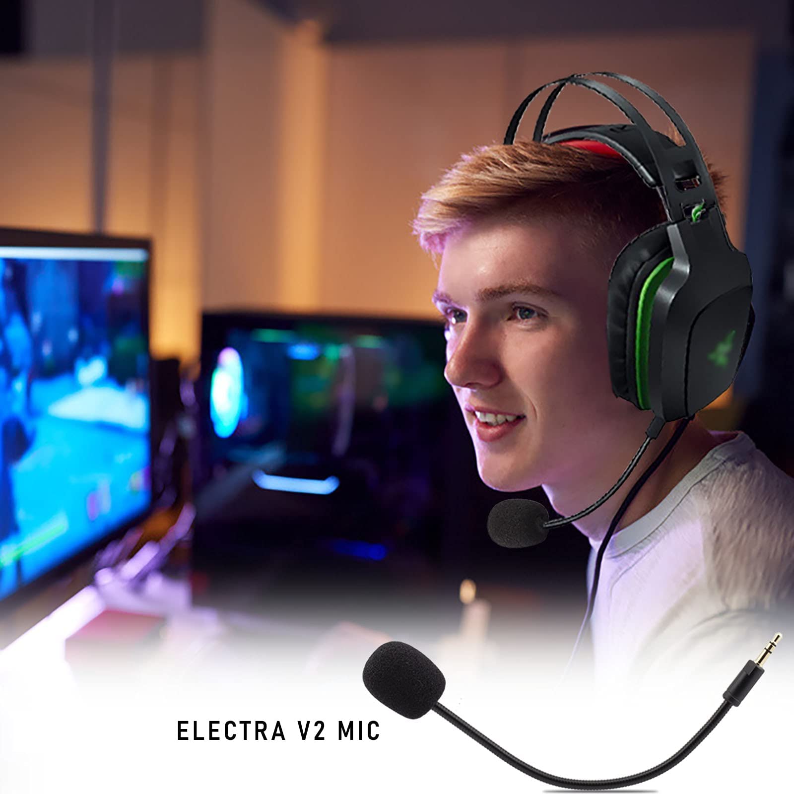 Electra V2 Mic Replacement, Replaceable 3.5mm Game Microphone Gooseneck Mic Boom for Razer Electra V2 USB 7.1 Surround Sound Gaming PS4 Xbox One Nintendo Switch Computer PC Headphones Headsets