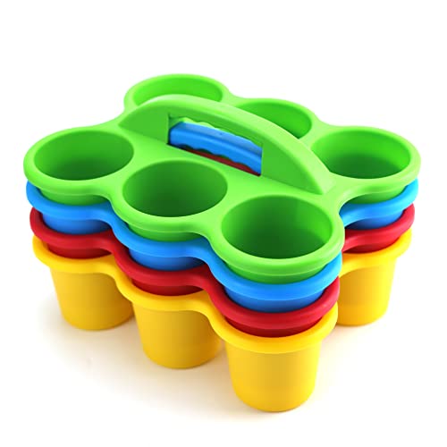 4Pcs Carry Caddy - Stackable for Easy Storage 6 Compartments Caddy - Classroom Caddies for Teachers and Daycare Supplies