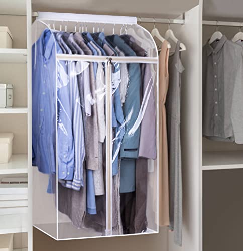 KEETDY 43" Hanging Garment Bags for Closet Storage and 2-Shelf Small Hanging Closet Organizers