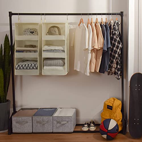 GRANNY SAYS Bundle of 2-Pack Hanging Shelves for Closet & 2-Pack Lidless Storage Bins with Metal Frame