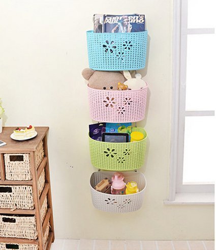 LAAT1pcs Storage Basket Plastic Hanging Shower Basket with Hook for Bathroom Shampoo Kitchen Shampoo Cosmetics Food Vegetable Hanging Organizer Holder