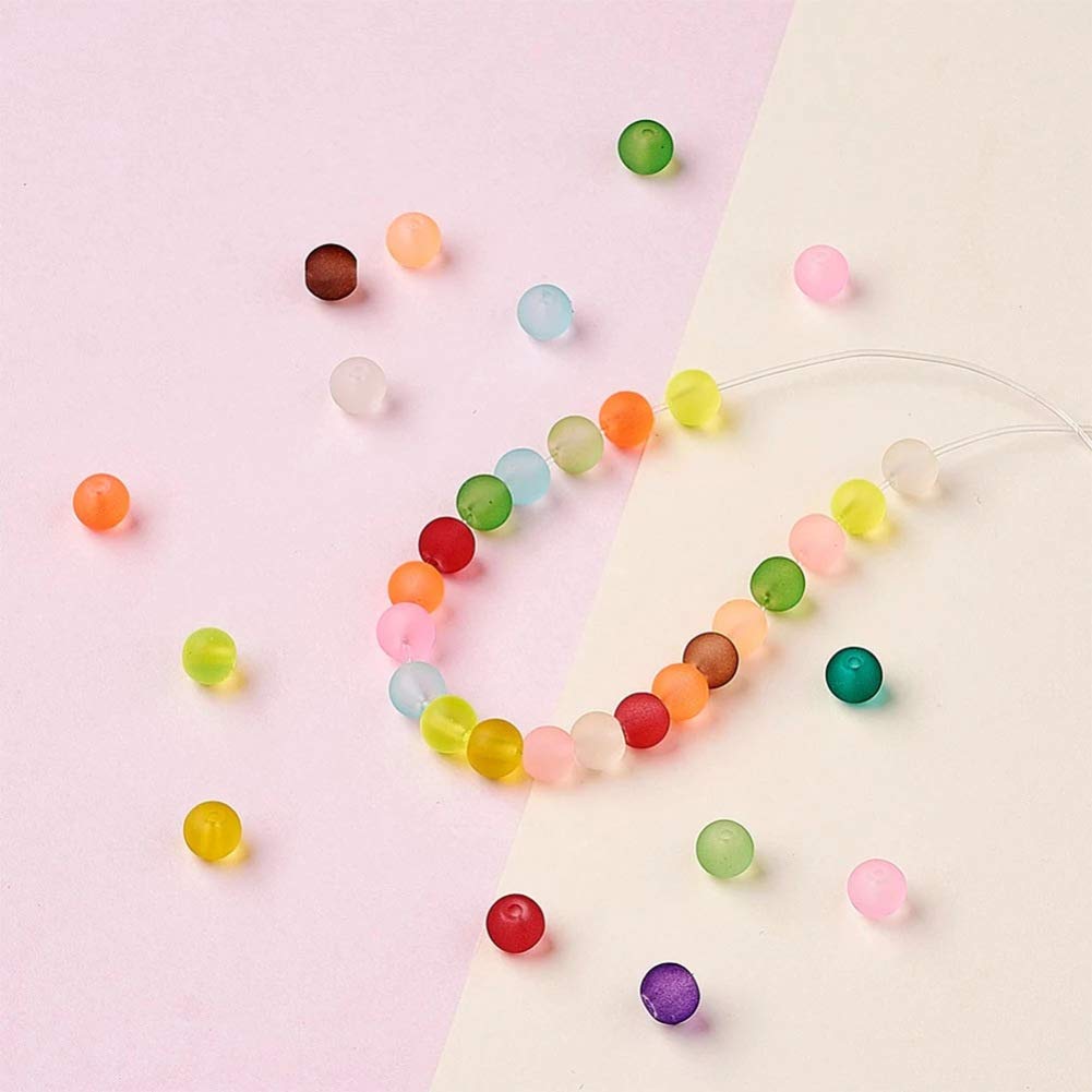 500pcs Frosted Glass Round Spacer Beads 6mm Mixed Color Mini Loose Beads for Necklace Bracelet Jewelry Making Craft DIY Accessories