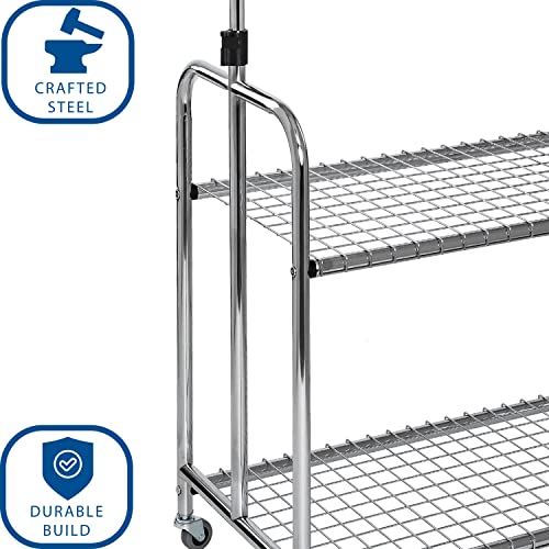 Seville Classics Closet Garment Organizer with Metal Hanging Rod Wardrobe Storage System w/Steel Shelves for Clothes, Shirts, Jackets, Coats, Blankets, Shoes