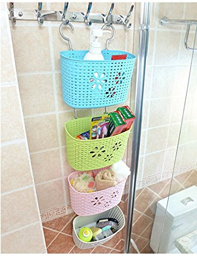 LAAT1pcs Storage Basket Plastic Hanging Shower Basket with Hook for Bathroom Shampoo Kitchen Shampoo Cosmetics Food Vegetable Hanging Organizer Holder