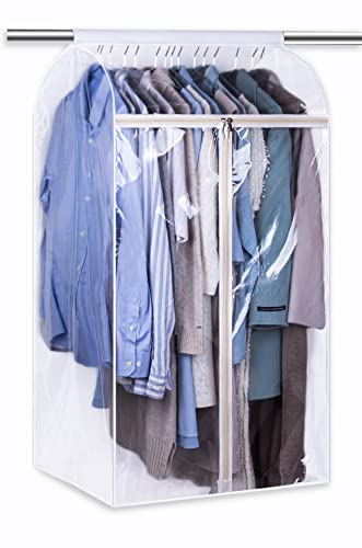 KEETDY 43" Hanging Garment Bags for Closet Storage and 2-Shelf Small Hanging Closet Organizers
