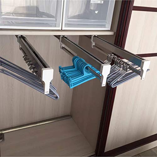 Pull-Out Closet Valet Rod, Adjustable Wardrobe Clothing Rail Top Mount Wardrobe Rack,White,300mm