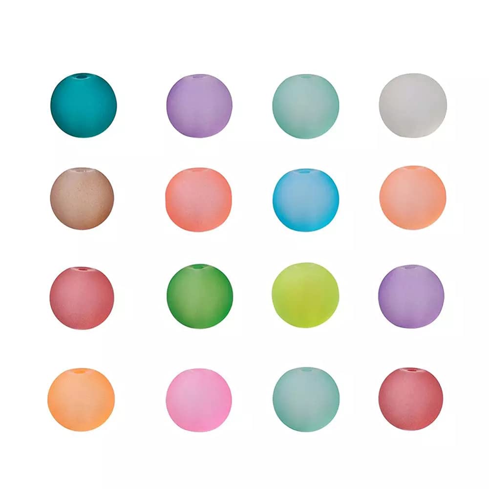500pcs Frosted Glass Round Spacer Beads 6mm Mixed Color Mini Loose Beads for Necklace Bracelet Jewelry Making Craft DIY Accessories