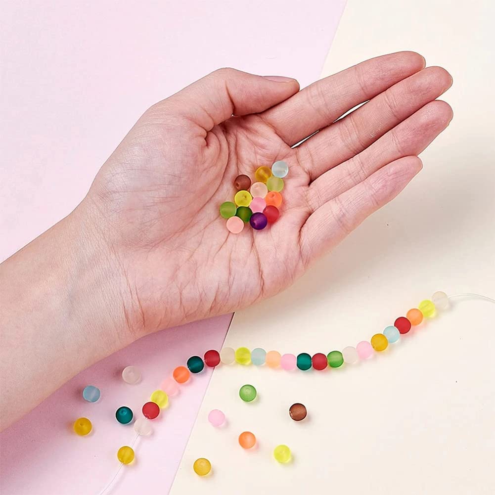 500pcs Frosted Glass Round Spacer Beads 6mm Mixed Color Mini Loose Beads for Necklace Bracelet Jewelry Making Craft DIY Accessories