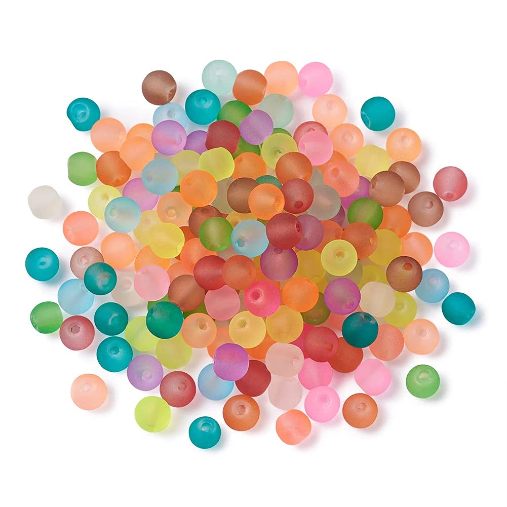 500pcs Frosted Glass Round Spacer Beads 6mm Mixed Color Mini Loose Beads for Necklace Bracelet Jewelry Making Craft DIY Accessories