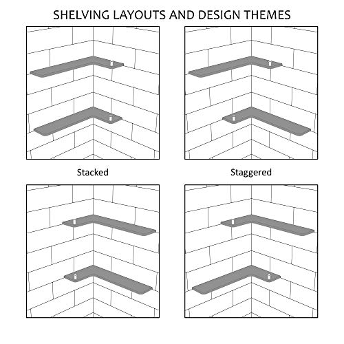 TileWare Corner Shelf for Bathroom Shower & Tub with Sponge or Loofah Hook, Bath - Floating Tile Wall Mount Shelves & Organizer Stand for Shampoo & Bathtub Accessories (Brushed Nickel - Hook)