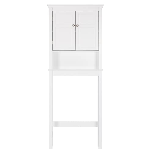 UTEX Bathroom Storage Over The Toilet, Bathroom Cabinet Organizer with Adjustable Shelves, Bathroom Space Saver for Bathroom, White