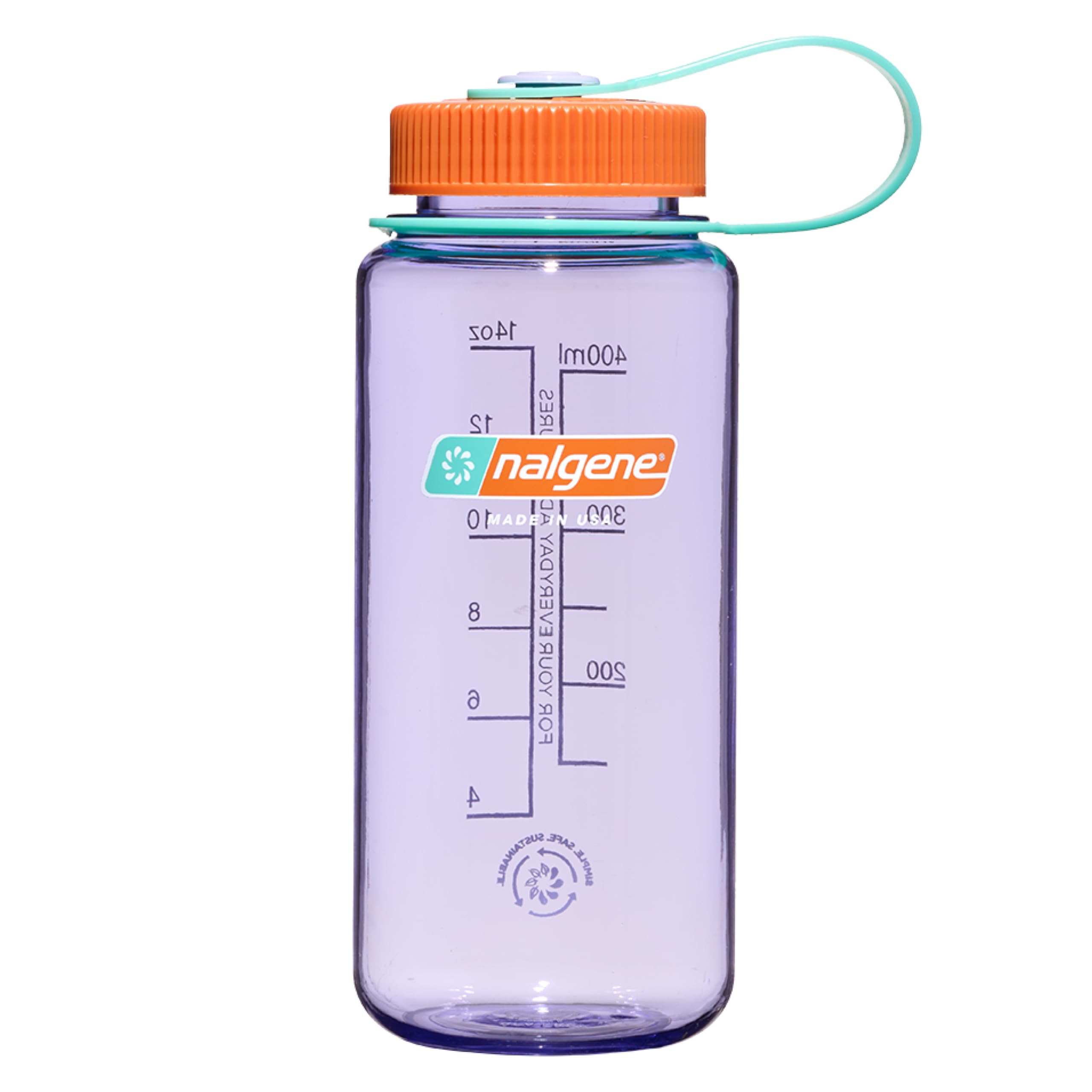 Nalgene Sustain Tritan BPA-Free Water Bottle Made with Material Derived From 50% Plastic Waste, 16 OZ, Wide Mouth, Amethyst
