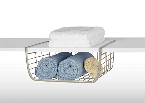 Spectrum Diversified Ashley Small Storage Shelf, Kitchen Cabinet & Pantry Organization & Storage, Bathroom Cabinet Basket, Satin Nickel PC