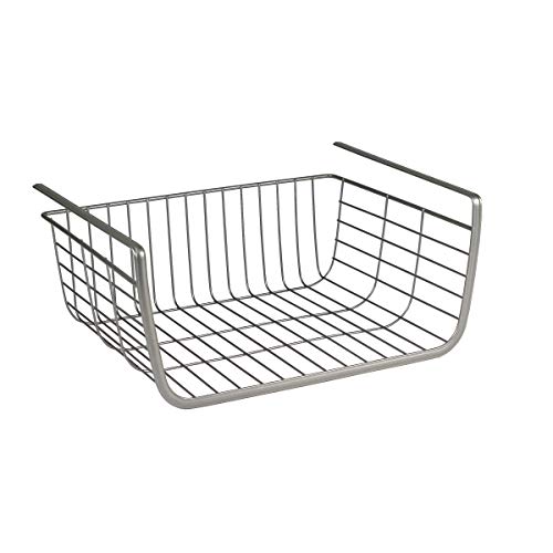 Spectrum Diversified Ashley Small Storage Shelf, Kitchen Cabinet & Pantry Organization & Storage, Bathroom Cabinet Basket, Satin Nickel PC