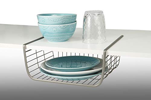 Spectrum Diversified Ashley Small Storage Shelf, Kitchen Cabinet & Pantry Organization & Storage, Bathroom Cabinet Basket, Satin Nickel PC