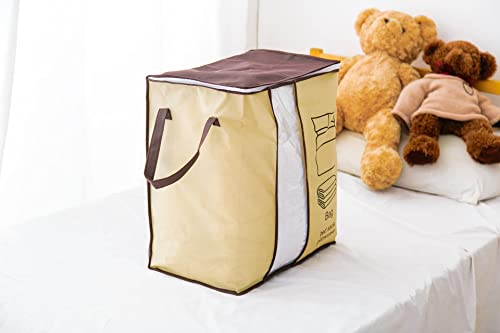 GUAGLL Large Capacity Quilt Storage Bag Printed Non Woven Foldable Window Handle Storage Bag for Clothers Quilt Toys