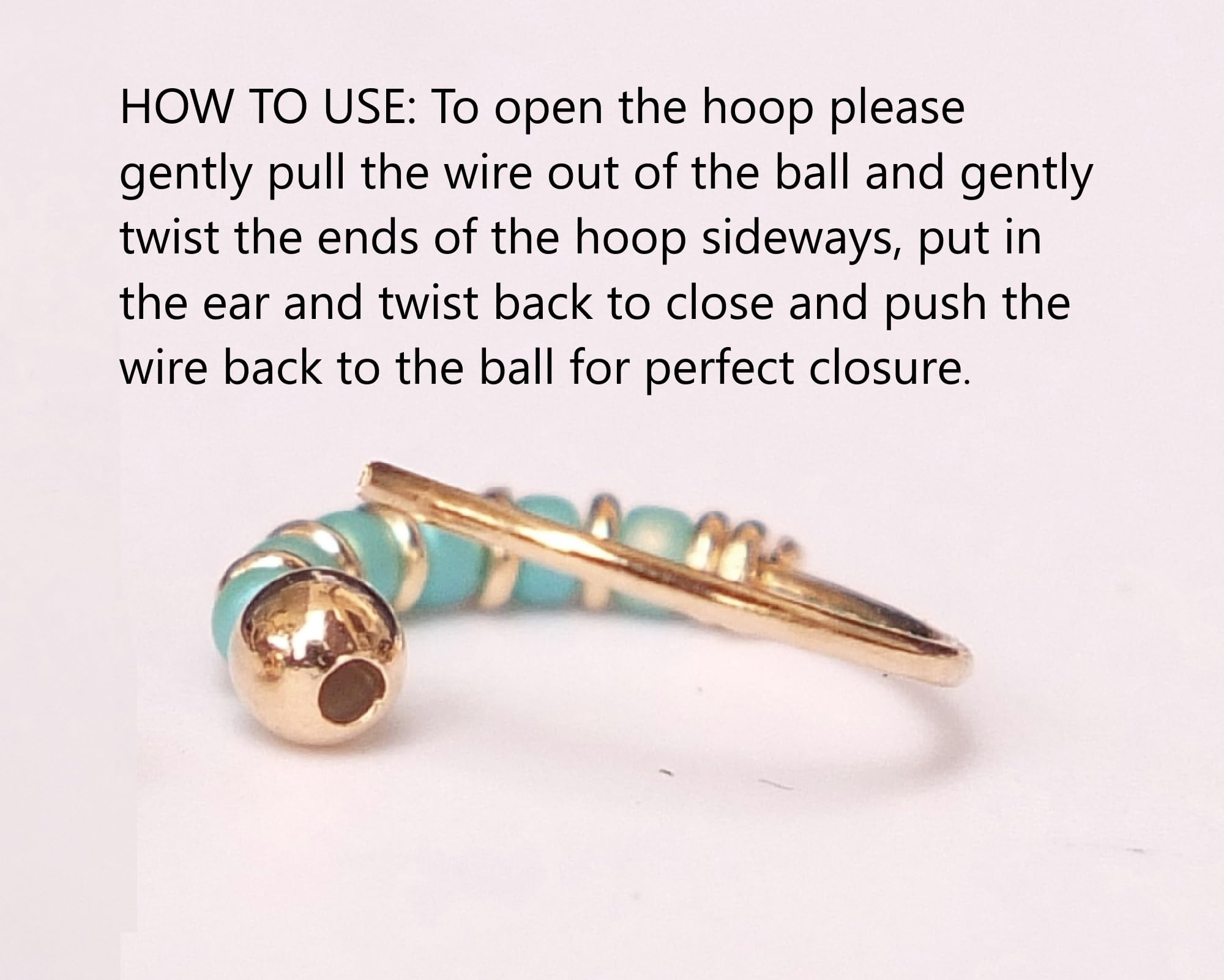 Handmade Gold Pair Small 10MM Cartilgae Helix Piercing Turquoise Beaded Hoop Earrings, Gold Plated over Sterling Silver Thin 22Gauge Beads Hoops for women, By Miya Jewelry
