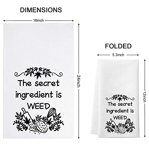The Secret Ingredient is Weed Funny Farmhouse Kitchen Decor Cute Housewarming Gift Novelty Dish Towel (Ingredient is Weed)