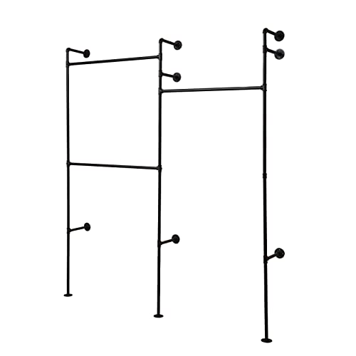 Industrial Pipe Clothes Rack, Wall Mounted Garment Rack, Heavy Duty Iron Garment Bar, Clothes Hanging Rod Bar