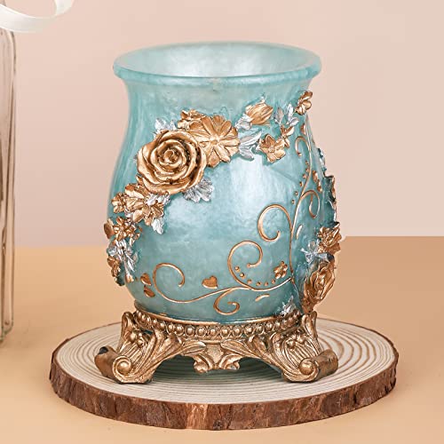 SLiipy Pig Bathroom Accessories Set, 4 Pcs Marble Look Bathroom Decor Set , Resin Gift Set Apartment Necessities, Include Dispenser Pump, Bar Soap Dish, Toothbrush Holder and Tumbler.