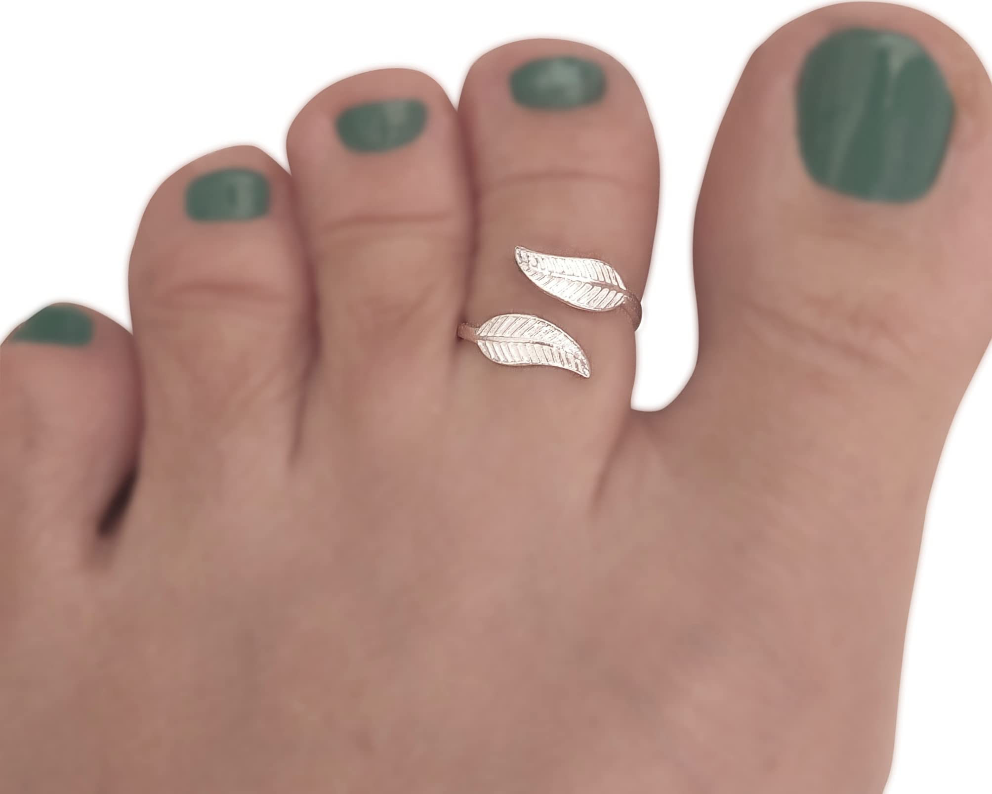Handmade Silver Leaf Wrap Adjustable Toe Ring, 925 Sterling Silver, Classic Floral Open Toe, Pinky or Knuckle Rings for Women, foot bare jewelry, By MiYa Jewelry Creations