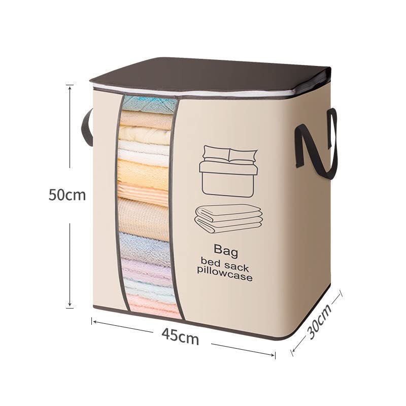 GUAGLL Large Capacity Quilt Storage Bag Printed Non Woven Foldable Window Handle Storage Bag for Clothers Quilt Toys