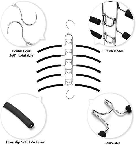Koobay 5 in 1 Space Saving Hangers Clothes Organizer, Multi Layers Wardrobe Clothes Hanger, Non-Slip Heavy Duty Shirt Hangers Metal Closet Organizer forĀ Coat Jacket Sweater (1 Pack)